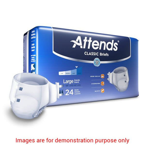 Attends Classic Briefs, Large, 3 Bags of 24