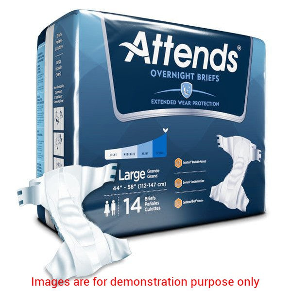 Attends Extended Wear Briefs, Large, 56-Pack