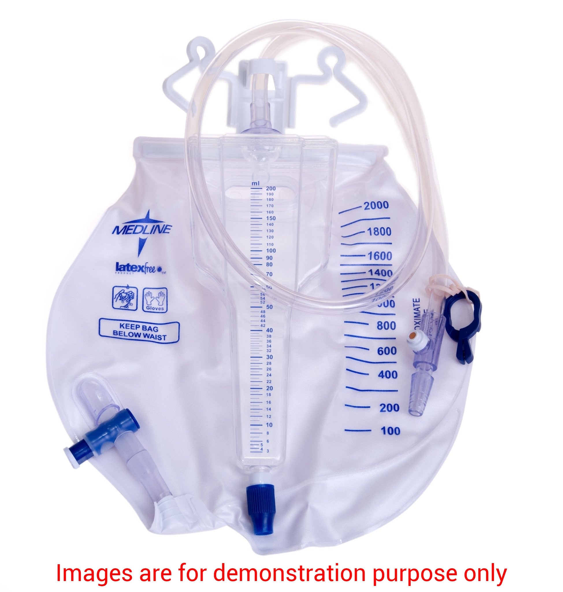 Urine Meter Drainage Bags, 200Ml, Metal Clamp, Slide Tap, Latex-Free ...